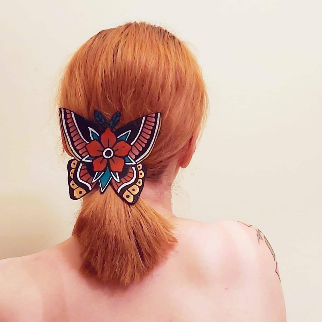 Butterfly Hair Clip , Moth Hair Clip , Traditional Tattoo Inspired ...